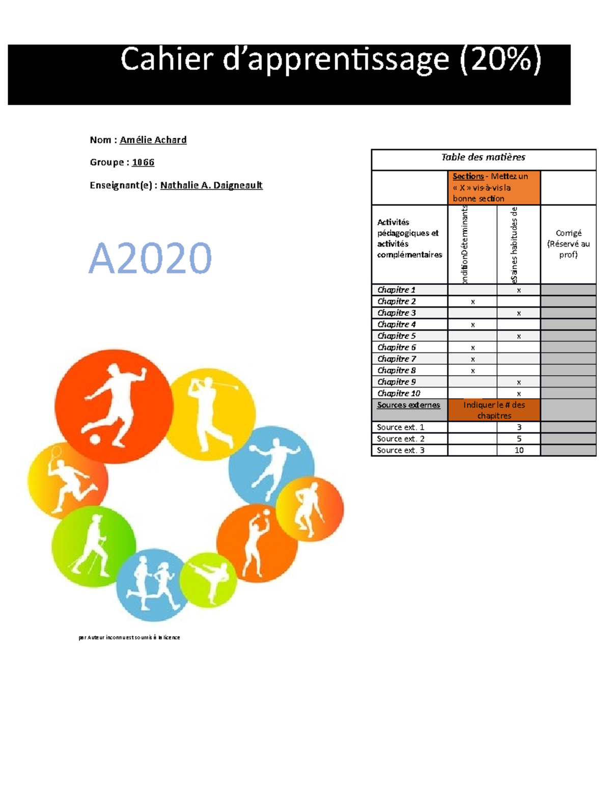 Cahier dapprentissage H-21 20% - ####### Nom : Amélie Achard ...