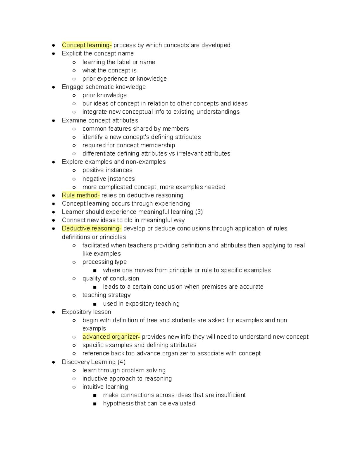 Module 4 - All required viewings/ readings - Concept learning- process ...