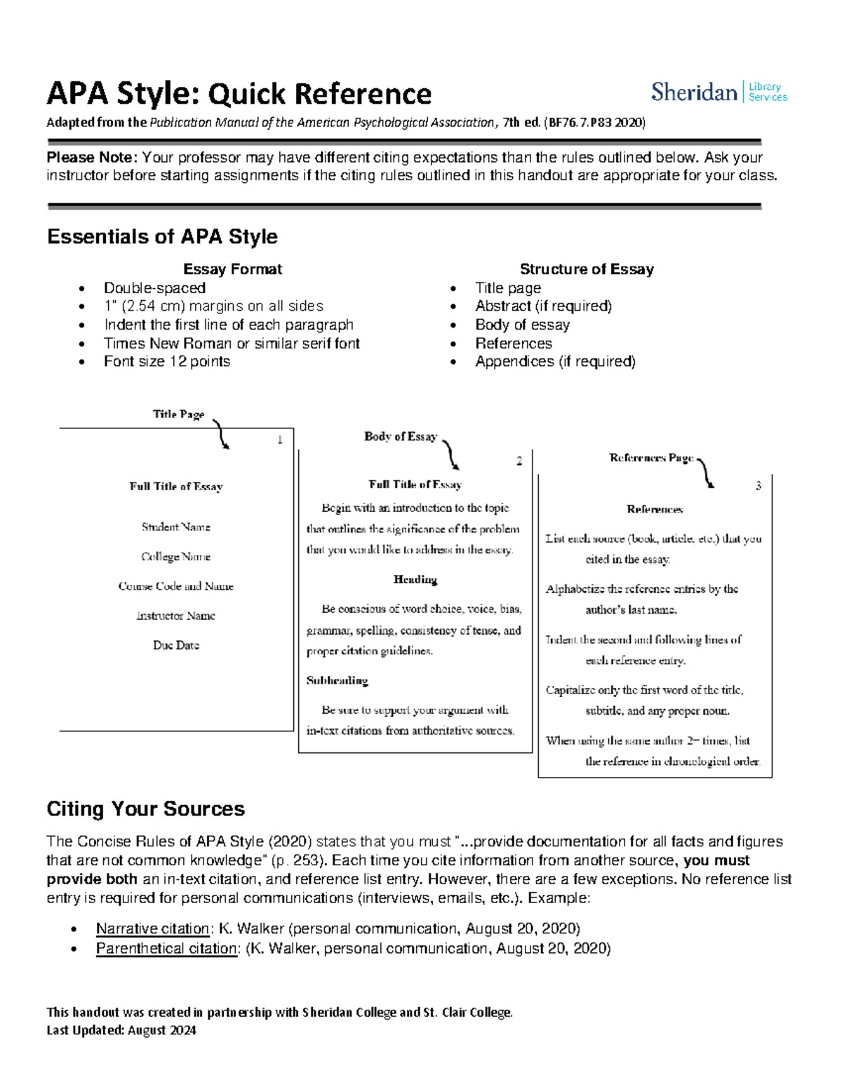 APA Style 7th ed - apa - This handout was created in partnership with ...