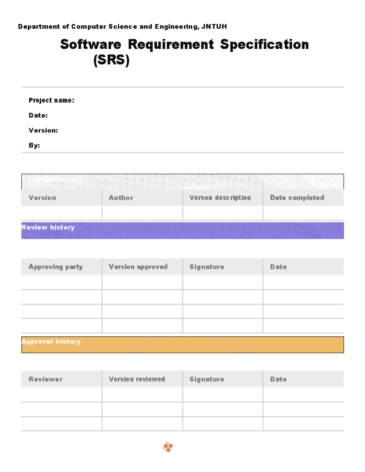 Software requirement document template - Review history Approval ...