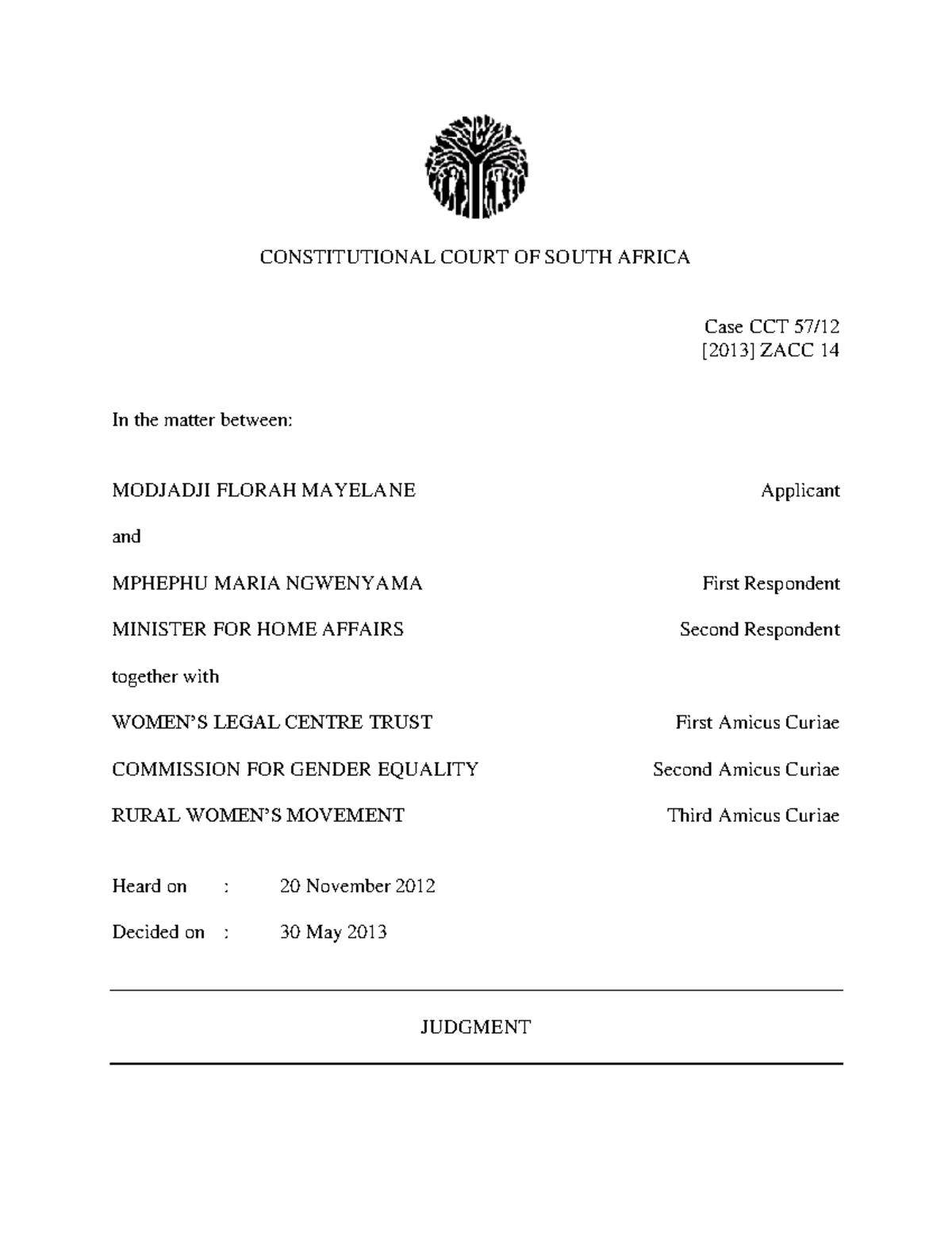 CC - ads sad asd as adsa a - CONSTITUTIONAL COURT OF SOUTH AFRICA Case ...