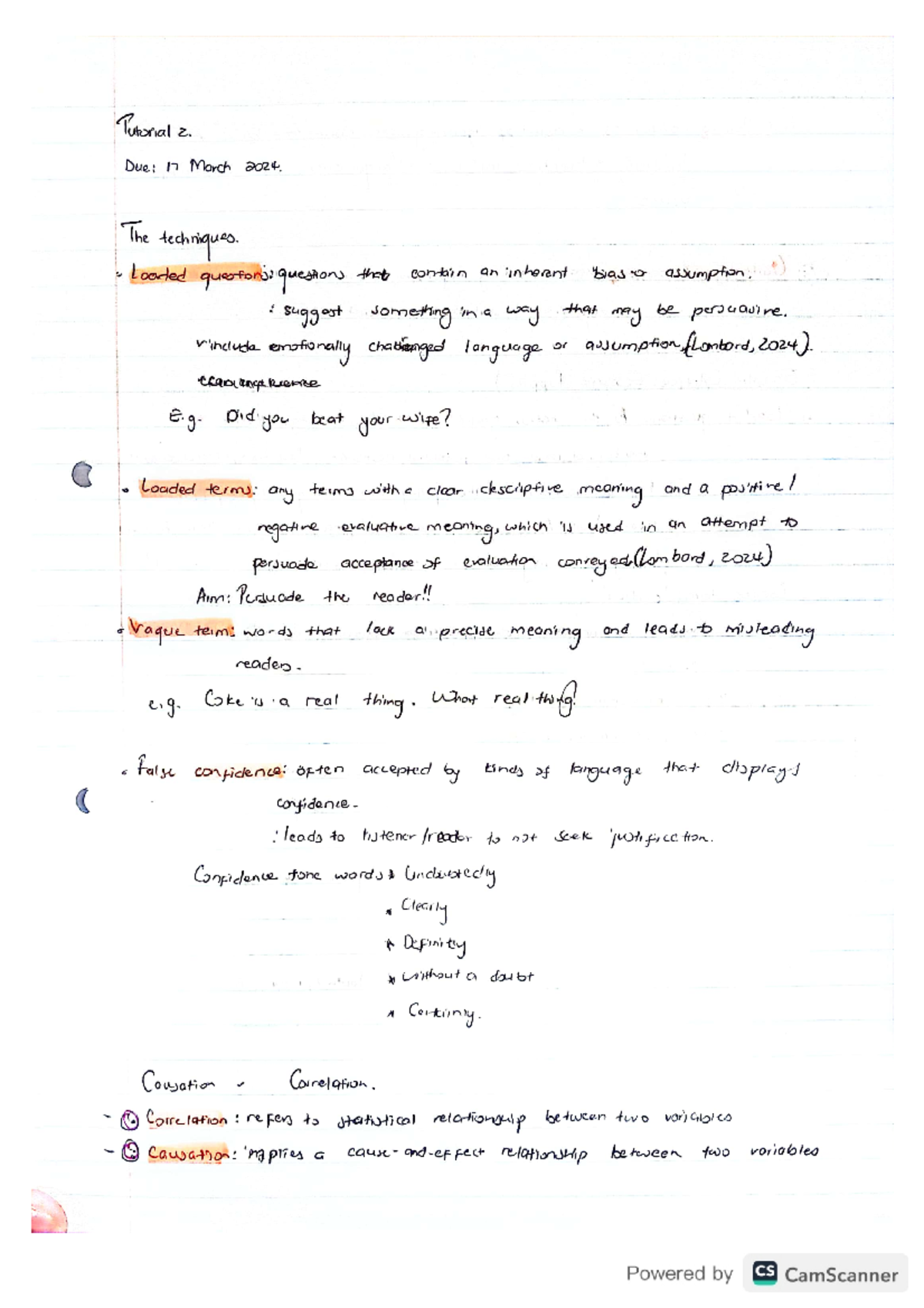 FIL251 Tutorial Questions Notes and assignment pointers - Tutorial . 2 ...