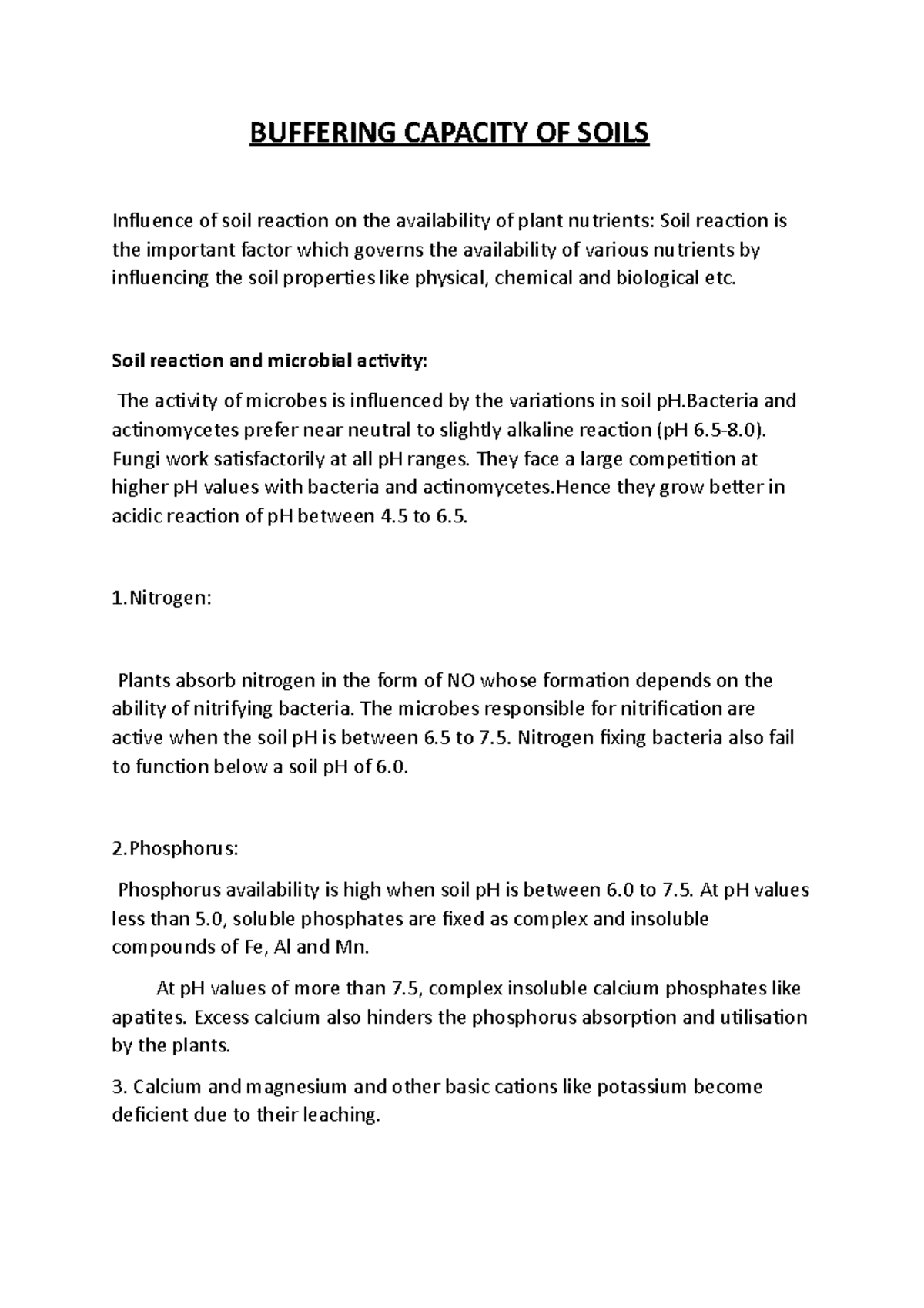 Buffering Capacity OF Soils - BUFFERING CAPACITY OF SOILS Influence of ...