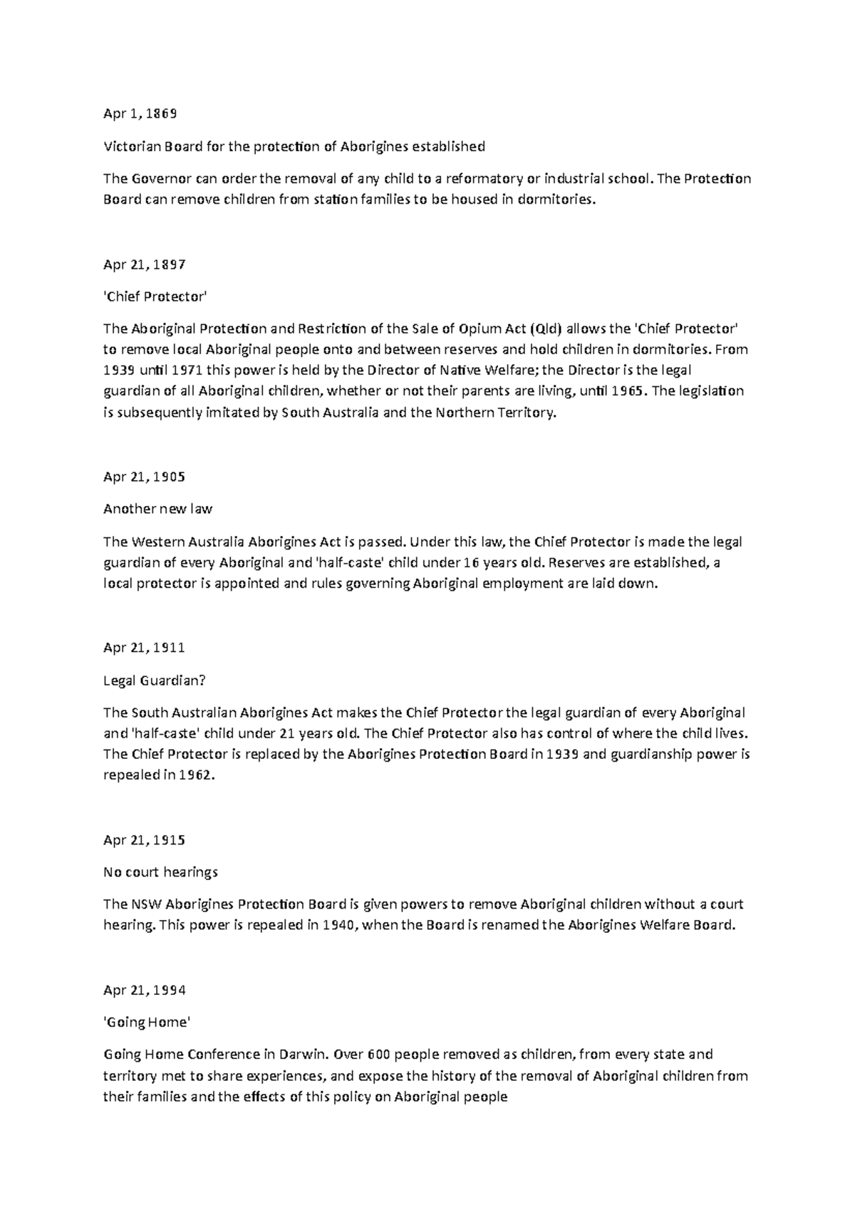 Stolen generation Timeline summary - Apr 1, 1869 Victorian Board for ...