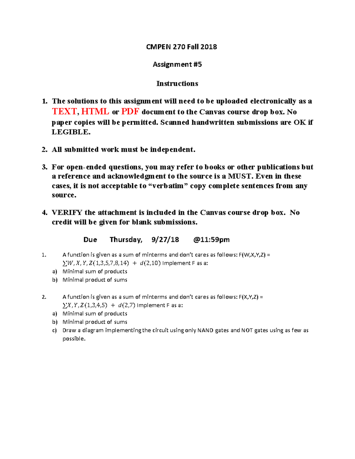 270-FA18-hw5 - 270-FA18-hw5 - CMPEN 270 Fall 2018 Assignment ...