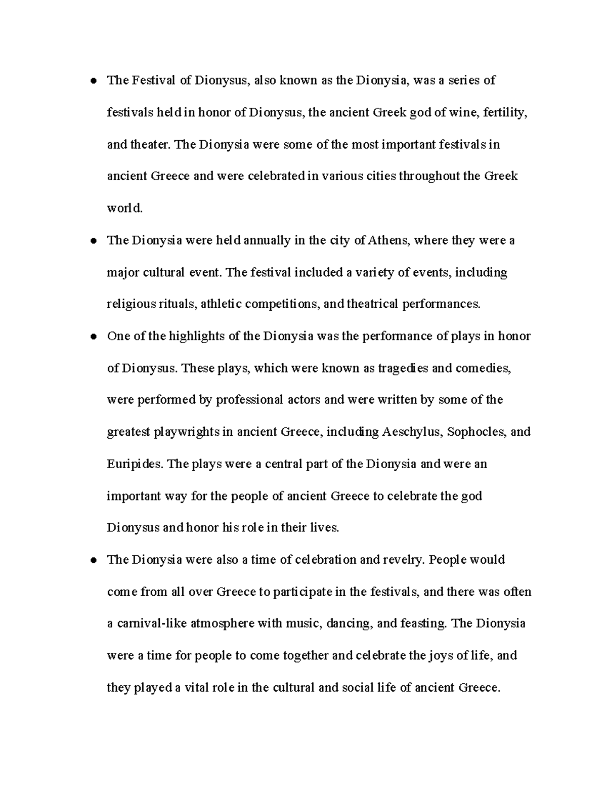 Festival of Dionysus - The Dionysia were some of the most important ...