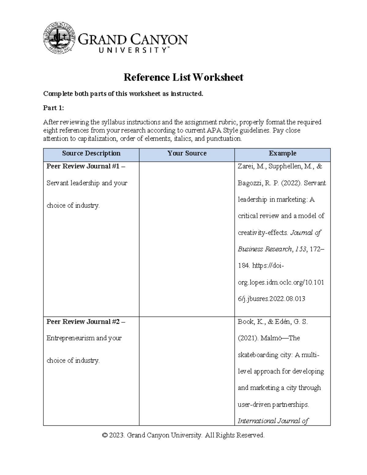 UNV 504 RS T2 Reference List Worksheet - Reference List Worksheet ...