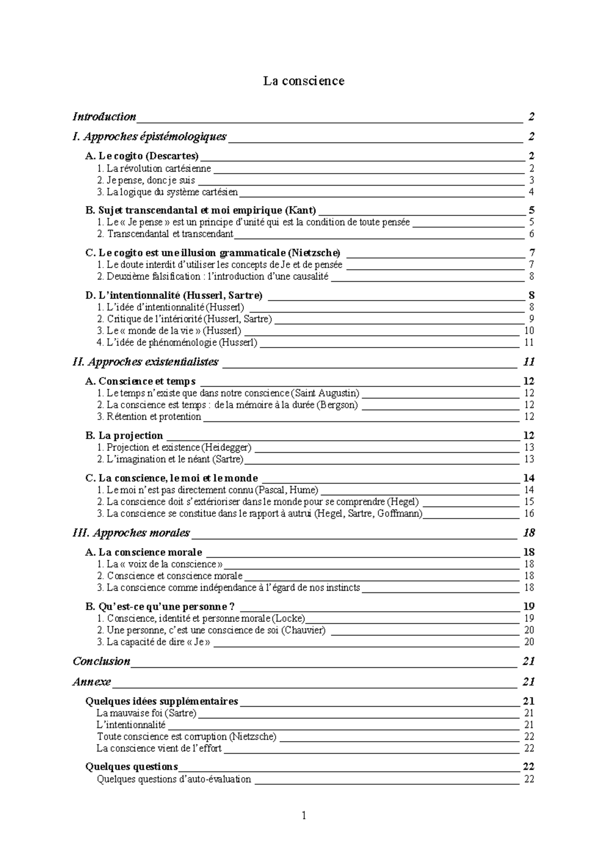 Conscience - La conscience Introduction - Studocu