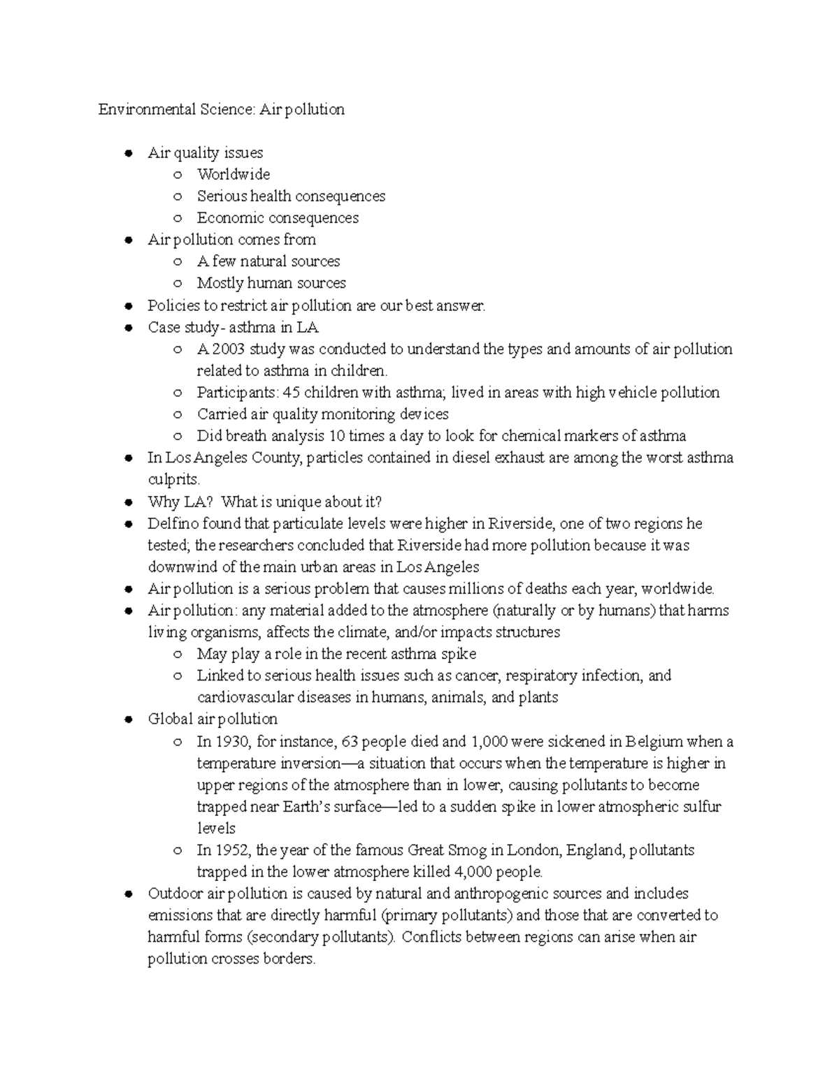 ES air pollution - Environmental Science: Air pollution Air quality ...