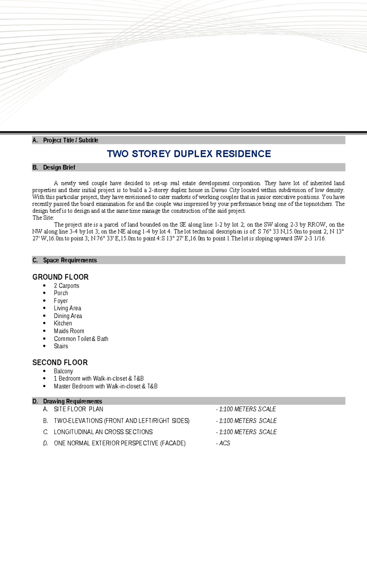 Architecture Esquisse Duplex Building - A. Project Title / Subtitle TWO ...