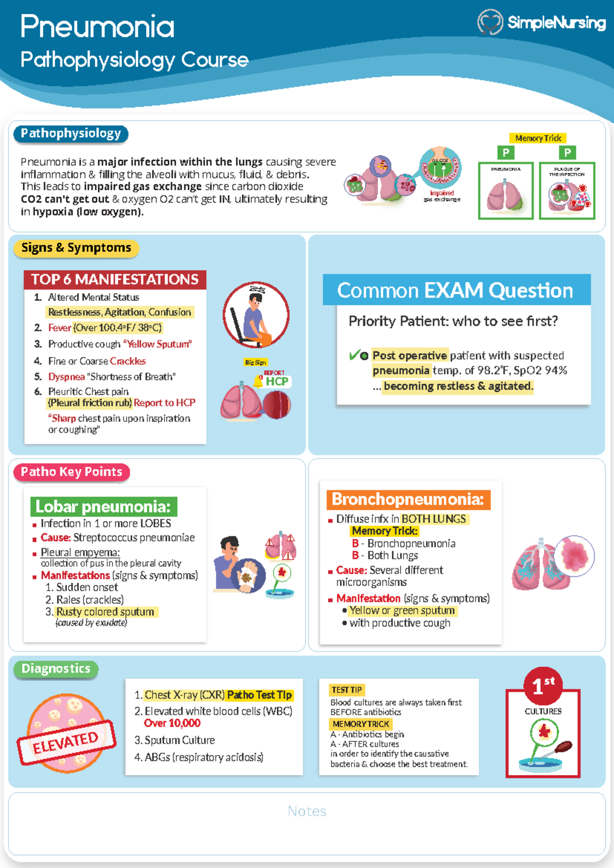 1. Pneumonia Patho & Signs - Pneumonia Pathophysiology Course Notes ...