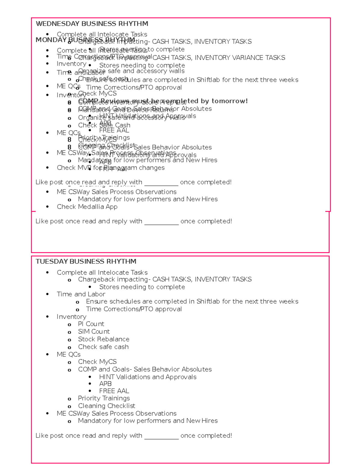 Business Rhythm[ 84][11] - DAILY BUSINESS RHYTHM TEMPLATES TUESDAY ...