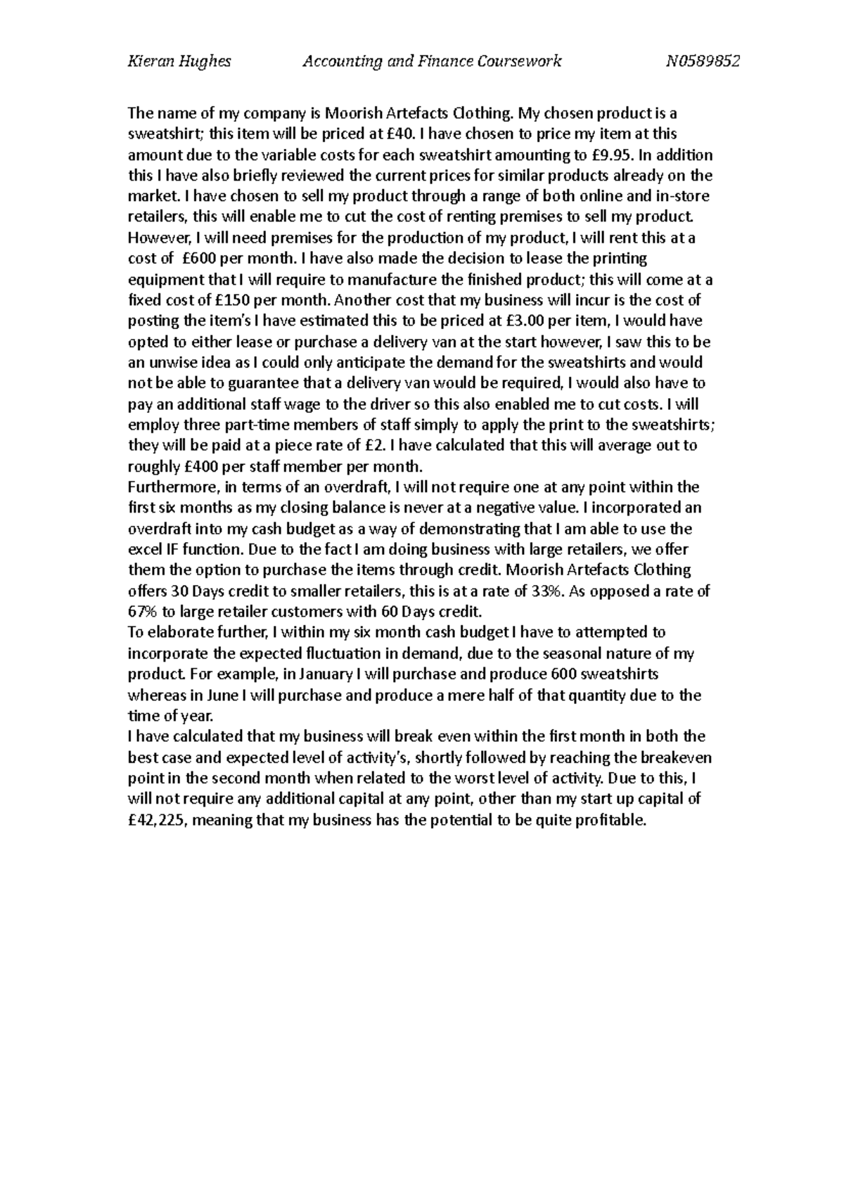 Word Write Up This Piece Of Work Accompanies The Main Spreadsheet word-write-up-this-piece-of-work-accompanies-the-main-spreadsheet
