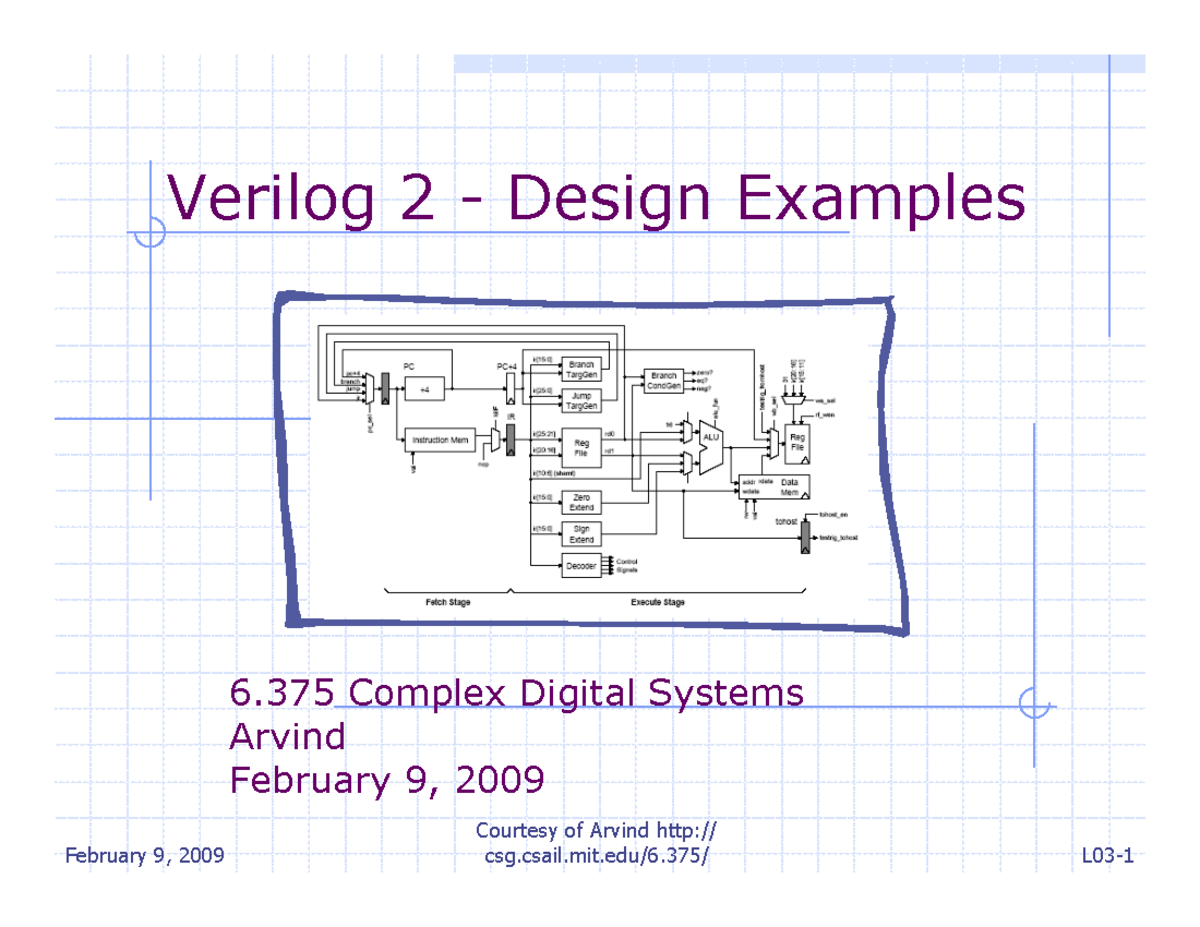02-Verilog 2 - giáo trình verilog - February 9, 2009 Courtesy of Arvind ...