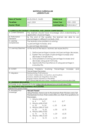 Individual Assessment Record - Name: Grade & Section: Subject: 1 2 3 4 ...