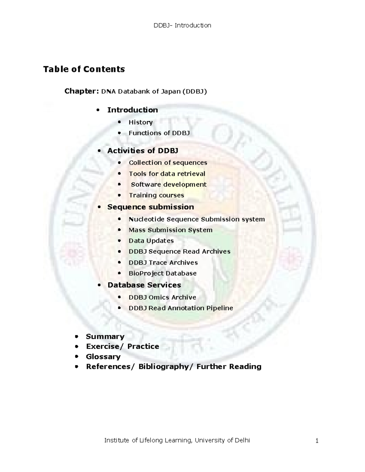 Unit -5 DNA Data Bank of Japan (DDBJ) - DDBJ- Introduction Institute of ...