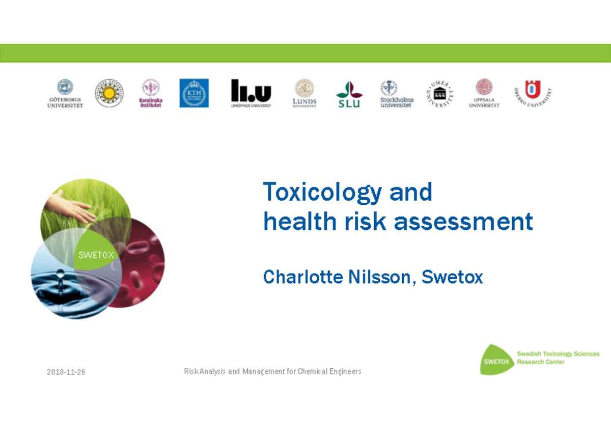 L10 Toxicology and health risk assessment - 1 SWETOX Toxicology and ...