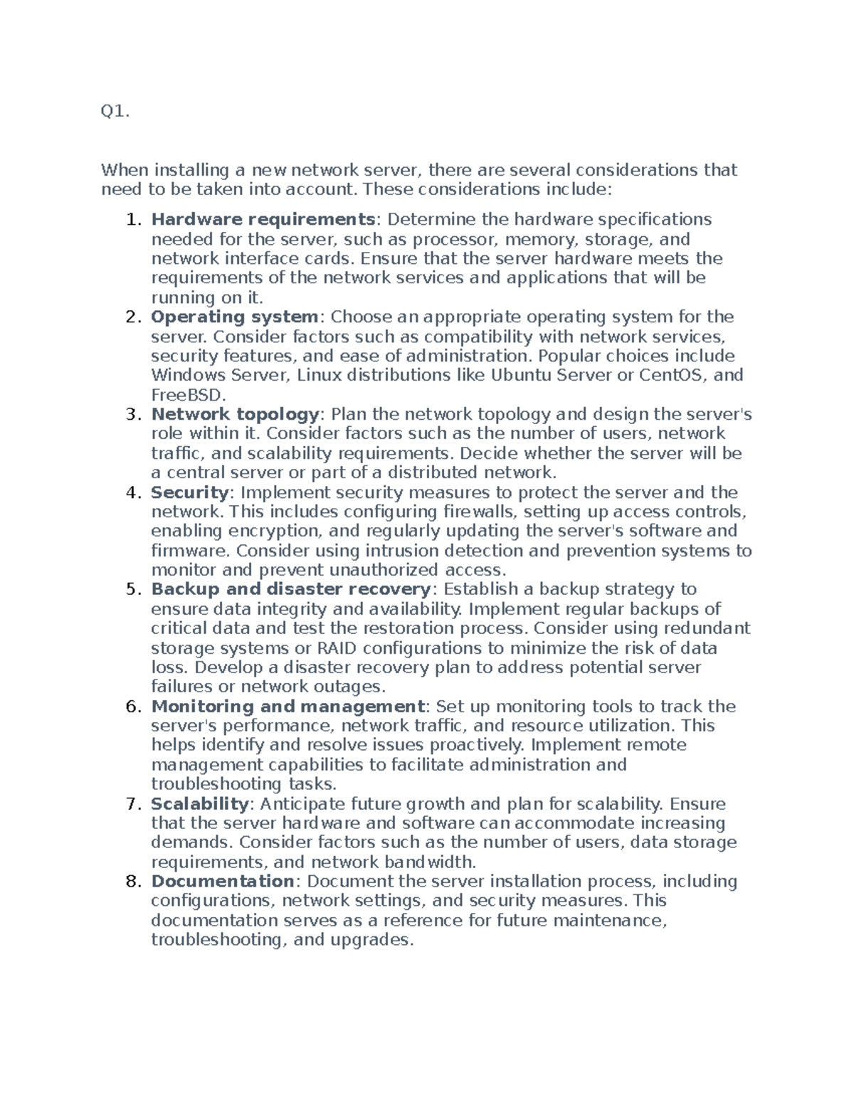 Operating systems - Third year assignment - Q1. When installing a new ...