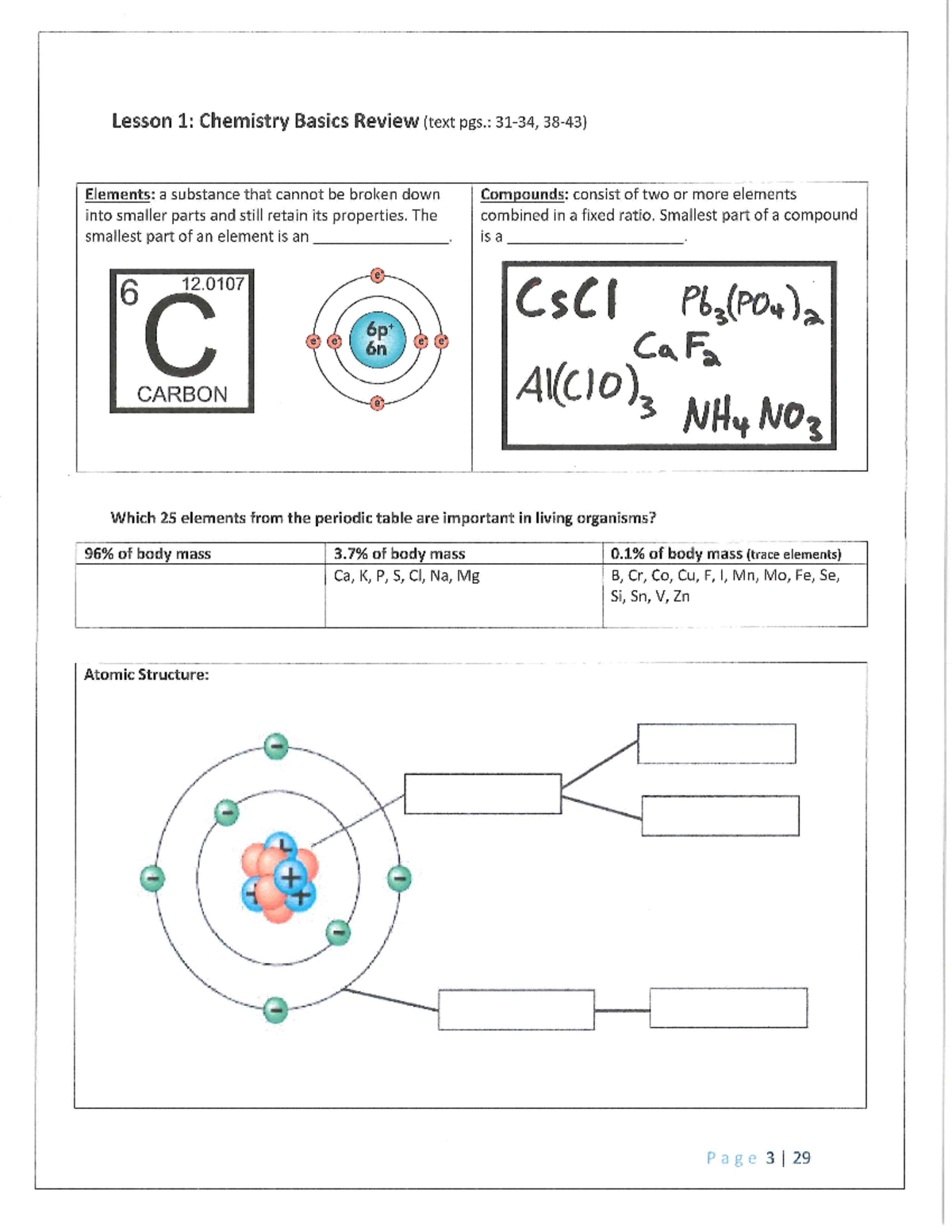 A)Lesson 1 Basic Chemistry Outline - Studocu