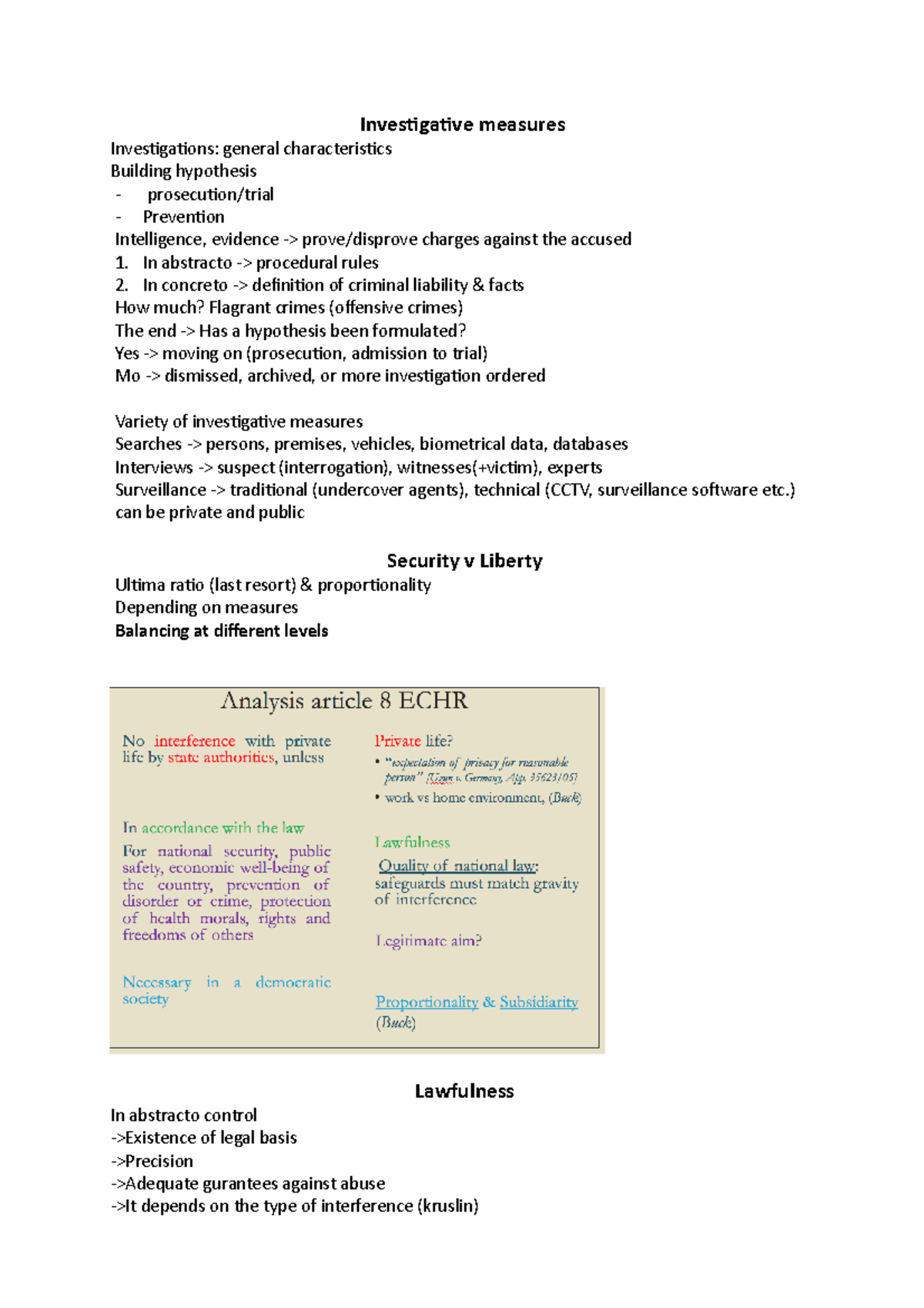 Ccp 2 - summary of readings for tutorial 2 - Investigative measures ...
