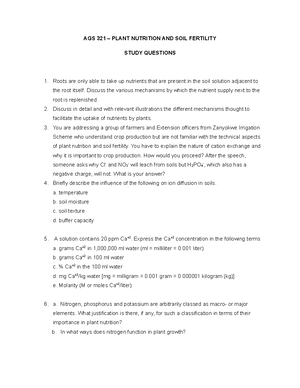 AGE 321 Group 2 Assignment-1 - COVER PAGE NAME SURNAME STUDENT NO ...