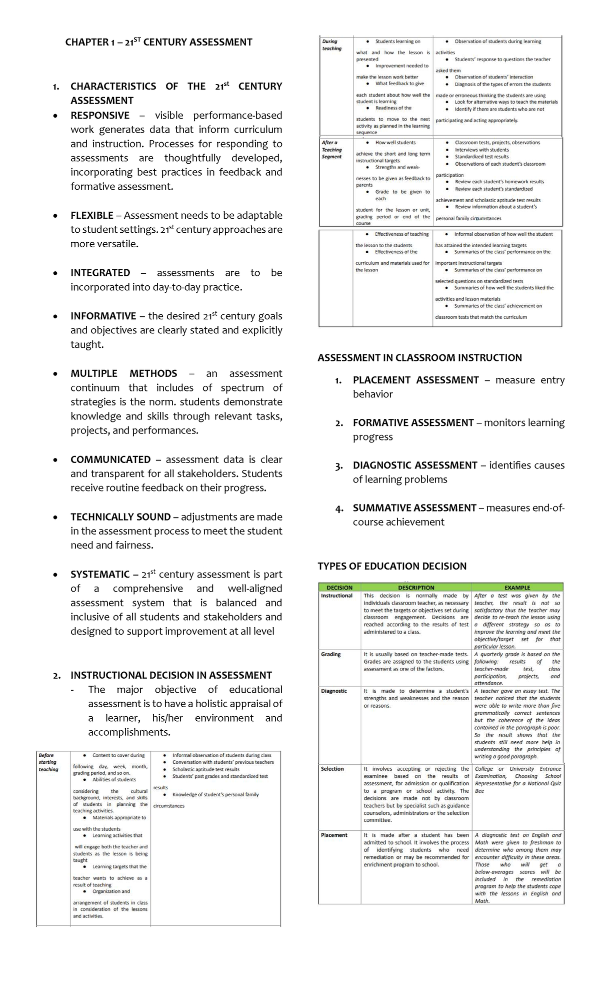 Assessment-REV - CHAPTER 1 – 21ST CENTURY ASSESSMENT CHARACTERISTICS OF ...