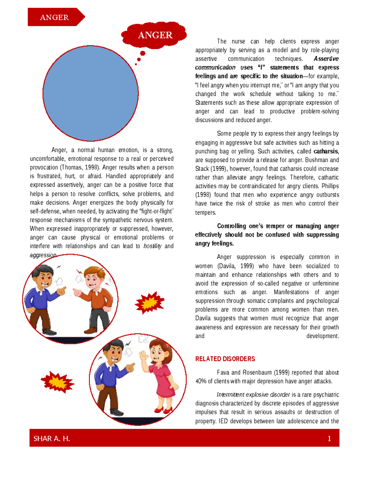Handout Psych Nsg Anger - Anger, a normal human emotion, is a strong ...