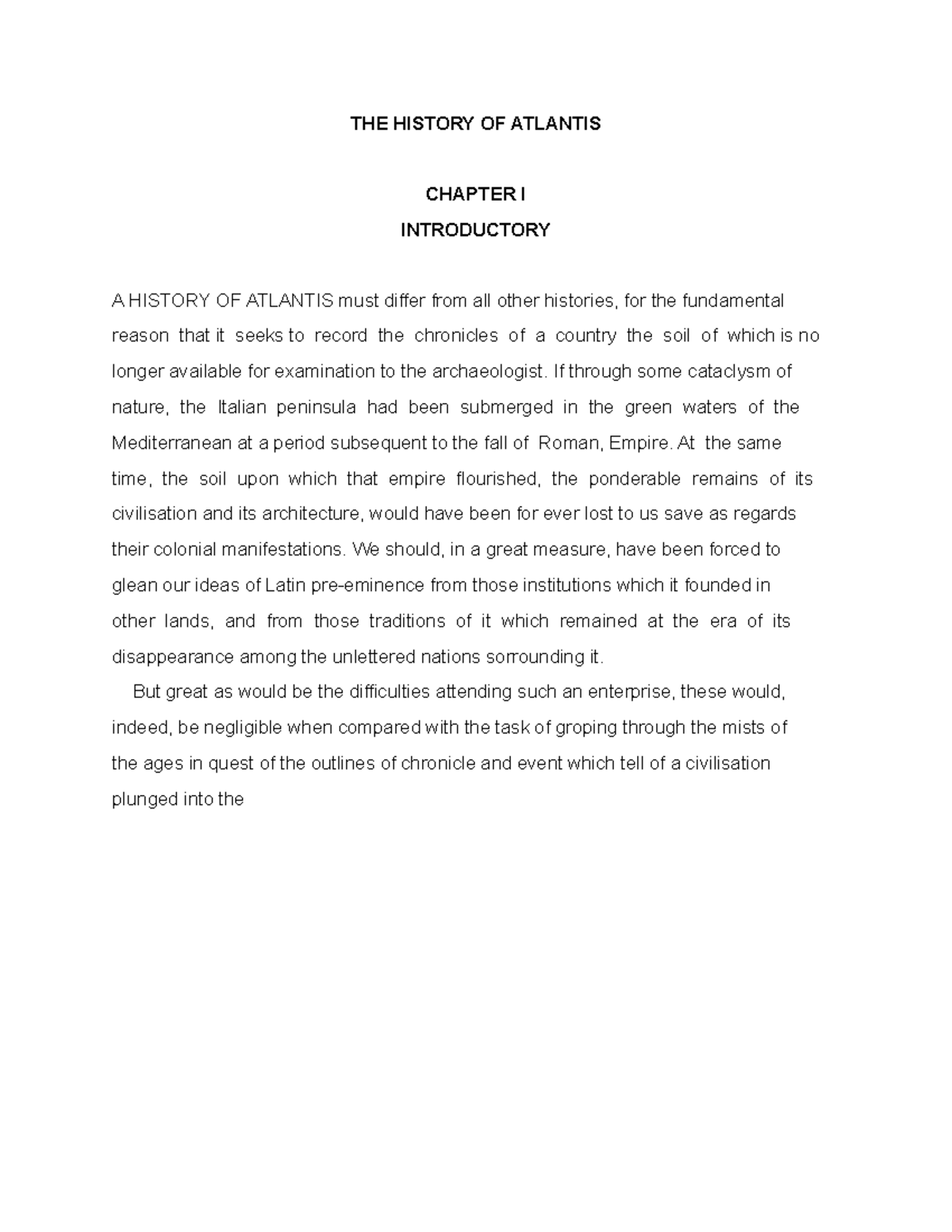 THE History OF Atlantis - THE HISTORY OF ATLANTIS CHAPTER I ...