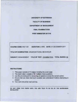 MGT 203 Course Outline - Tauetsile - University of Botswana MGT 203 ...