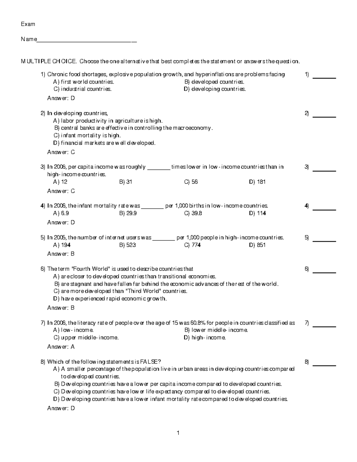 Untitled 21 - M/C with answers - Exam Name ...
