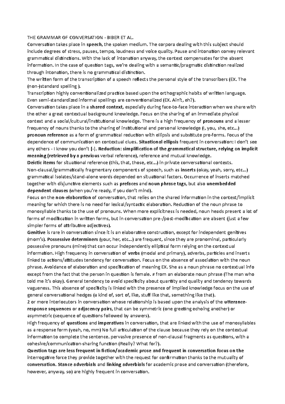 THE Grammar OF Conversation - THE GRAMMAR OF CONVERSATION - BIBER ET AL ...