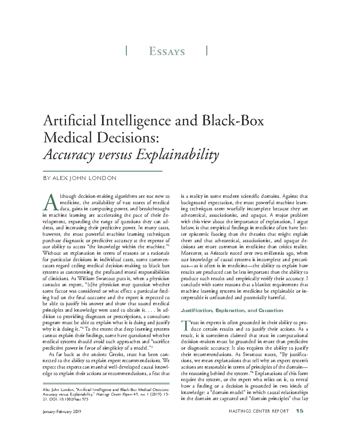 Artificial Intelligence and Black-Box Medical Decisions- Accuracy versus Explainability - - Studocu
