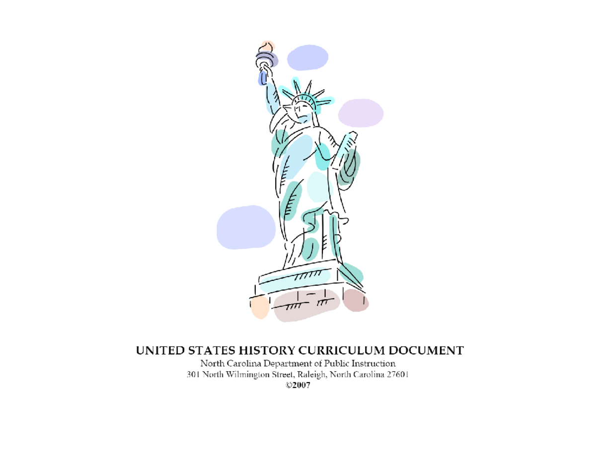 United States History Curriculum Document 1 - HIS 102 - Studocu
