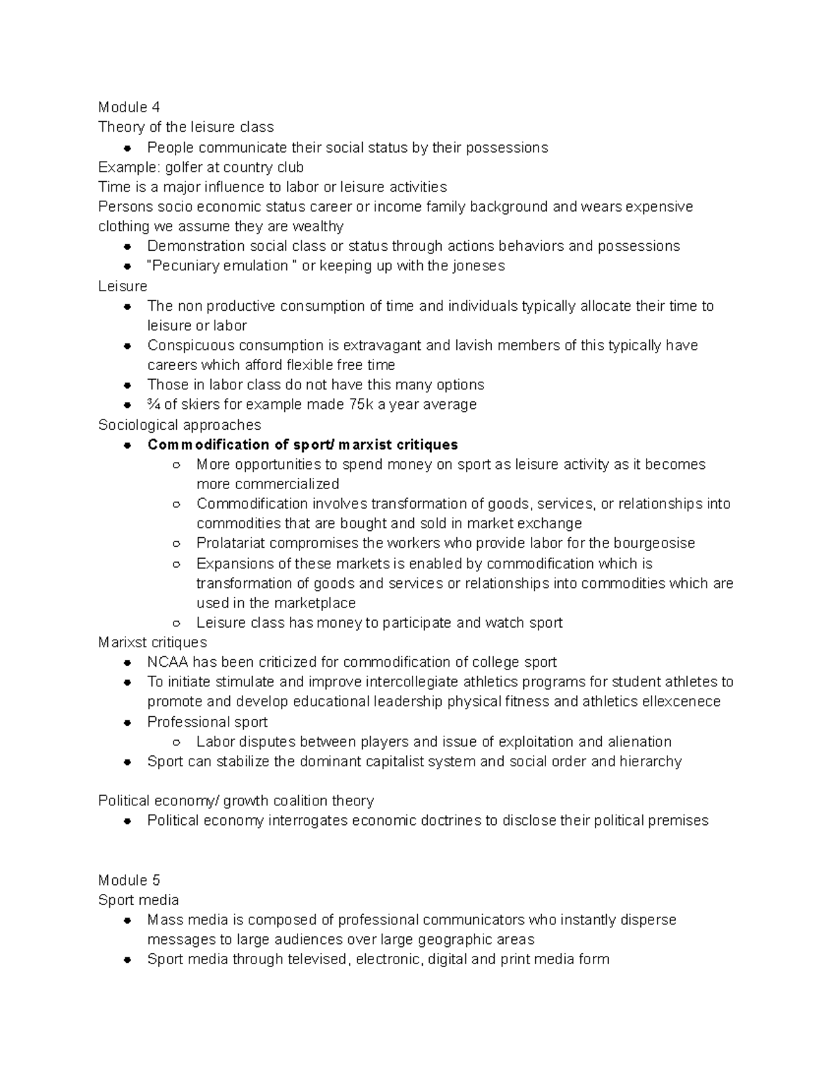 Unit 2 - Theory of leisure class, Marxist applications and ...