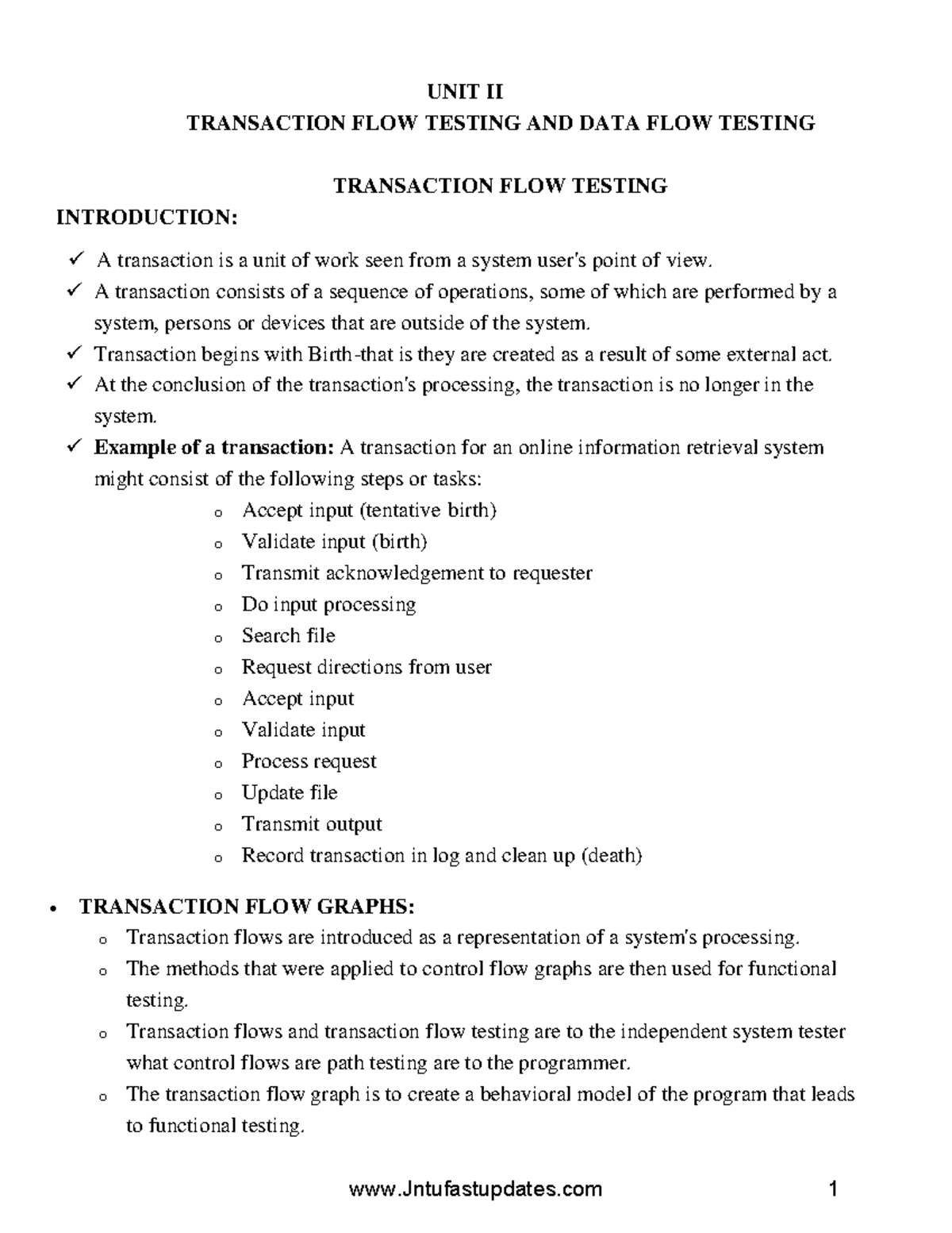 STM R16 -UNIT-2 - SE 2 - UNIT II TRANSACTION FLOW TESTING AND DATA FLOW ...