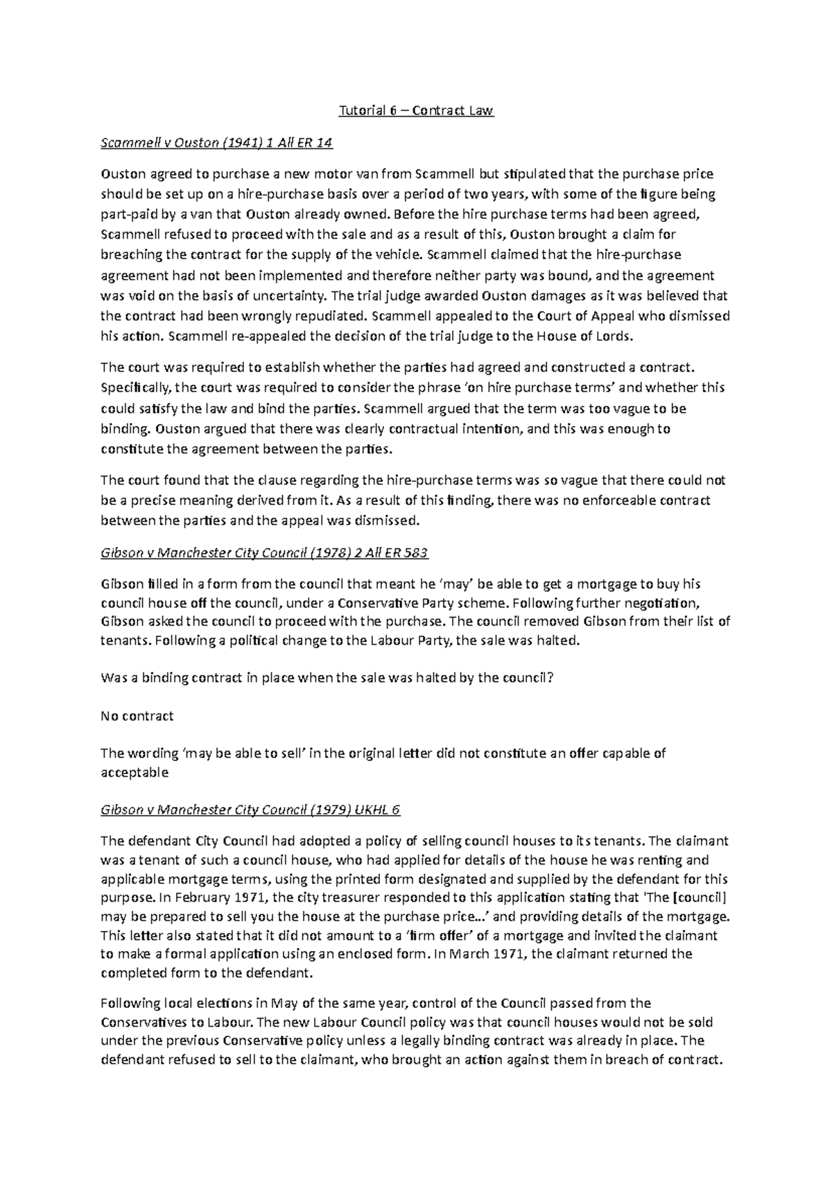 Tutorial 6 Activity - LAWS1015 - Southampton - Studocu