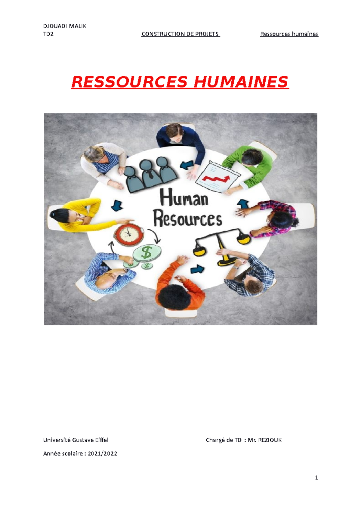 Dossier - TD2 CONSTRUCTION DE PROJETS Ressources humaines RESSOURCES ...