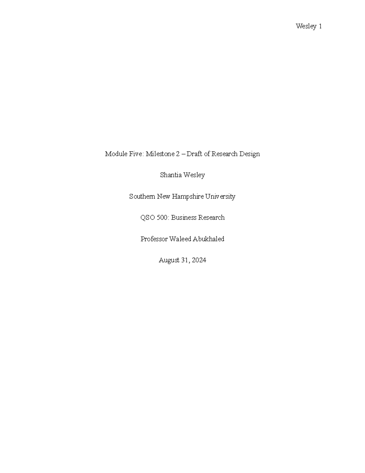 Module Five-Milestone 2 - Module Five: Milestone 2 – Draft of Research ...