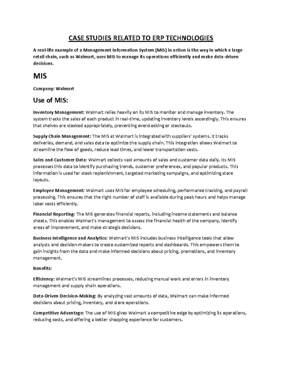 ERP Technologies case studies - CASE STUDIES RELATED TO ERP ...