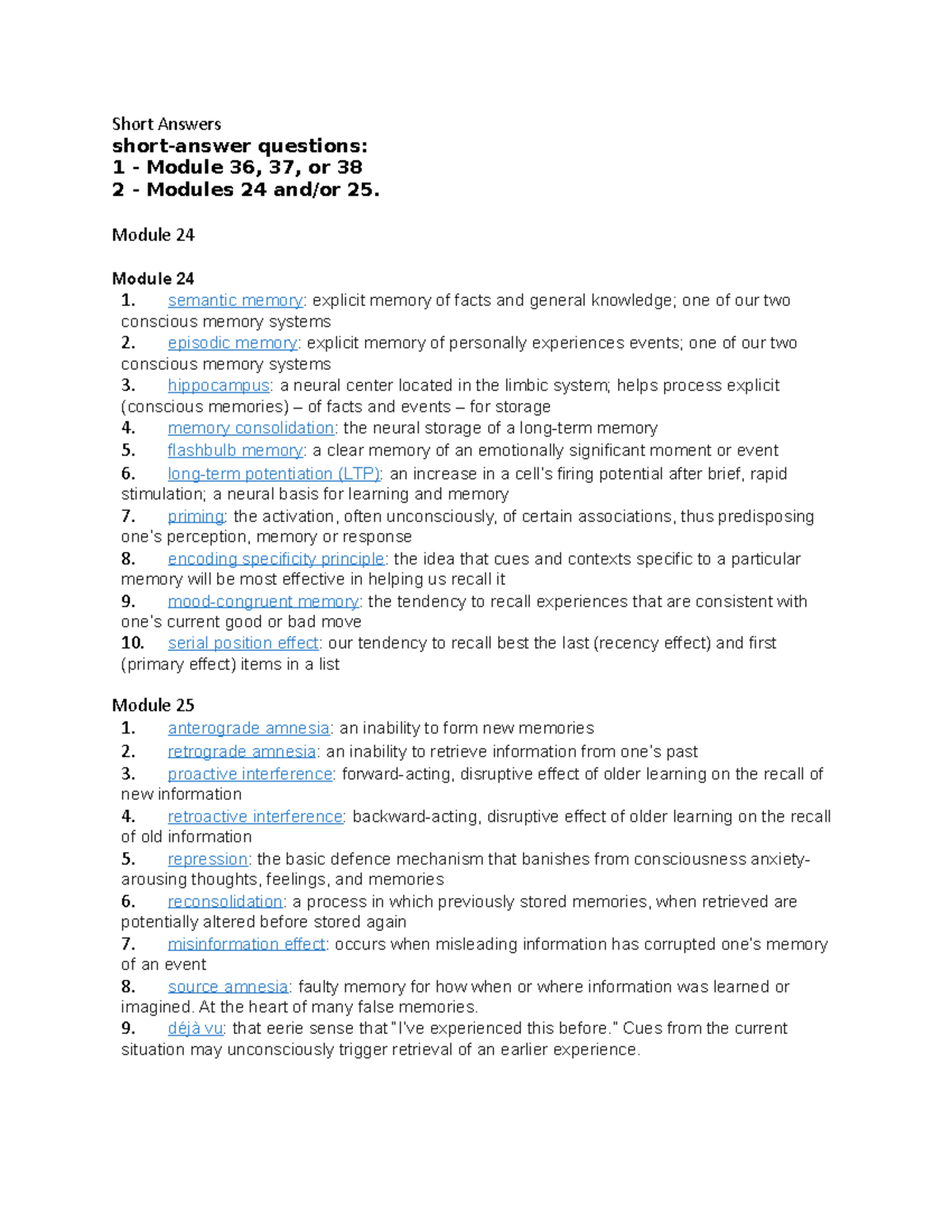 SA - Reading - Short Answers short-answer questions: 1 - Module 36, 37 ...