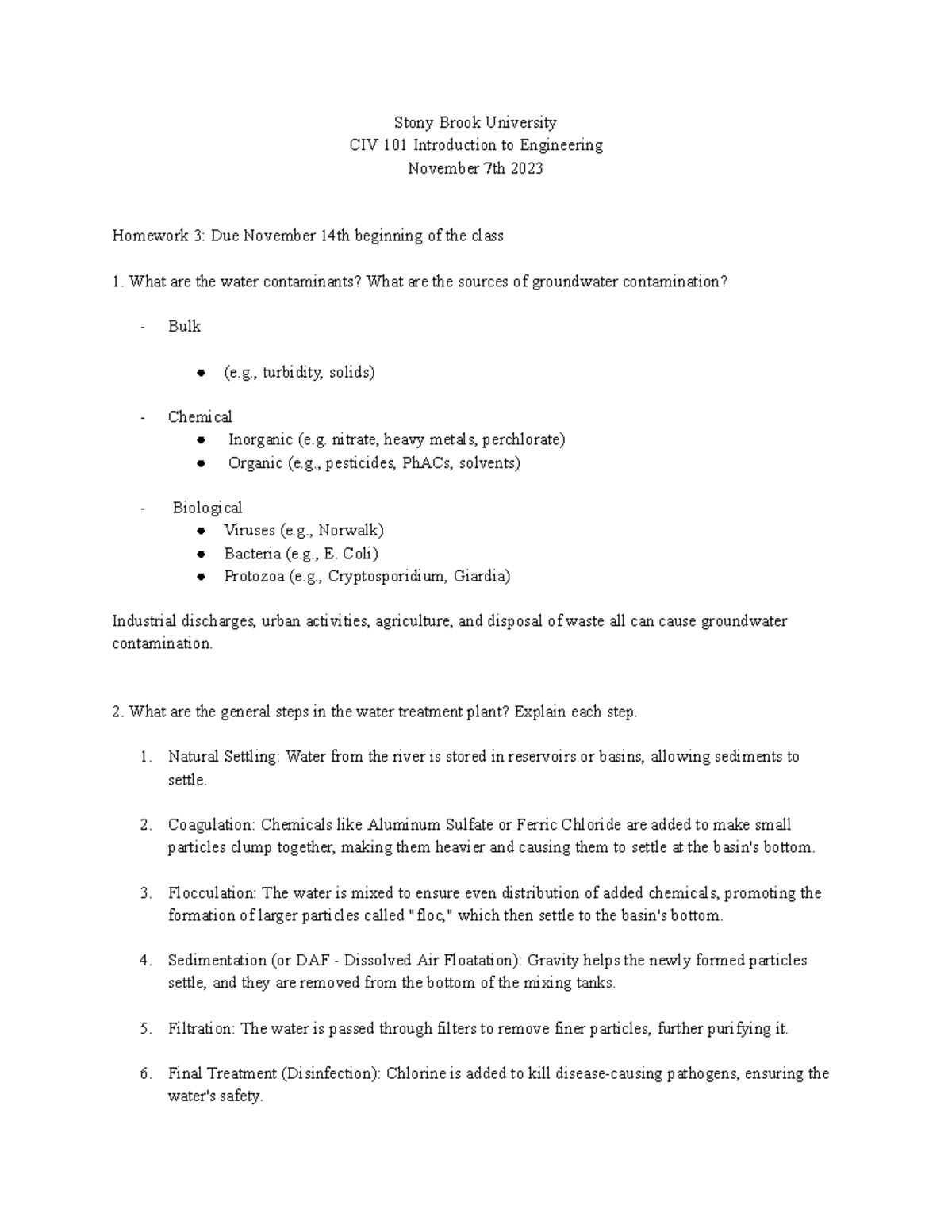 CIV 101 Homework 3 - Stony Brook University CIV 101 Introduction to ...