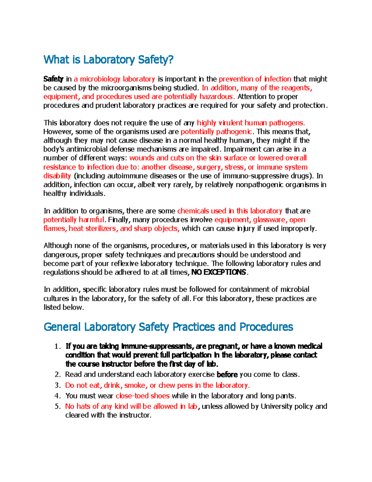 P. GLPs - What is Laboratory Safety? Safety in a microbiology ...