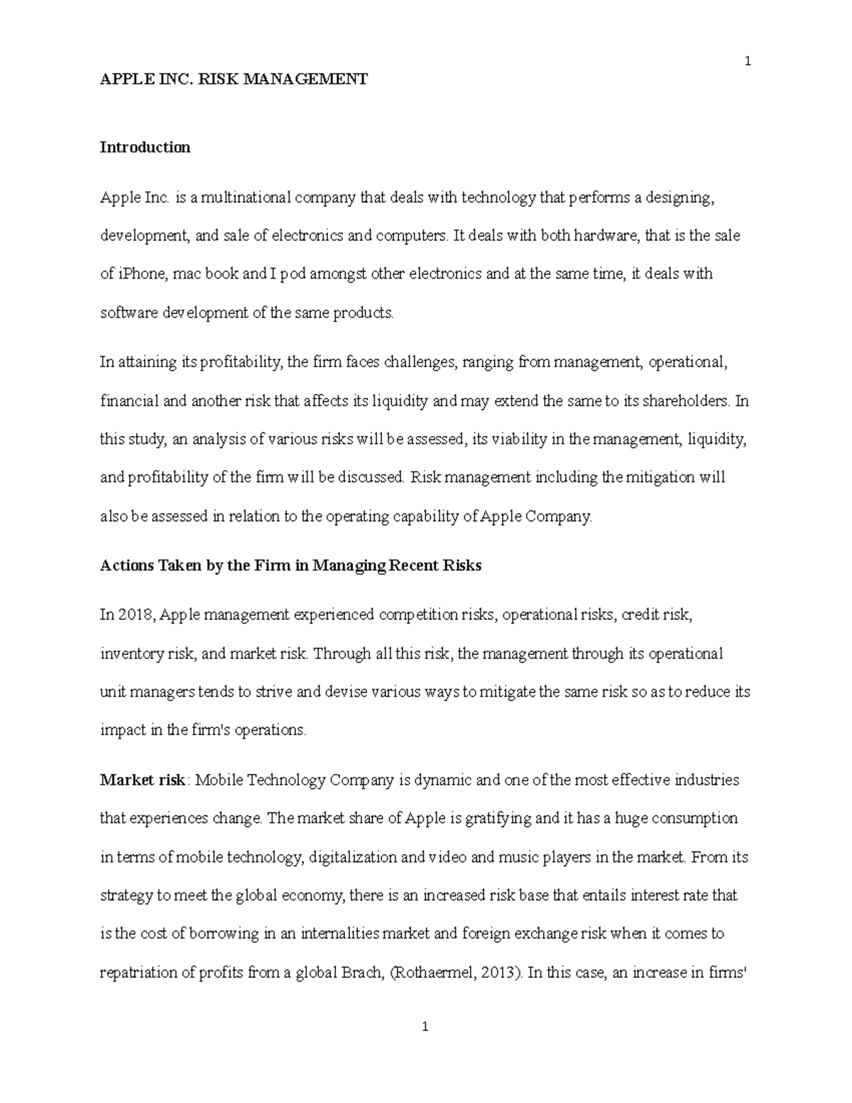 Apple company Risk management - APPLE INC. RISK MANAGEMENT Introduction ...