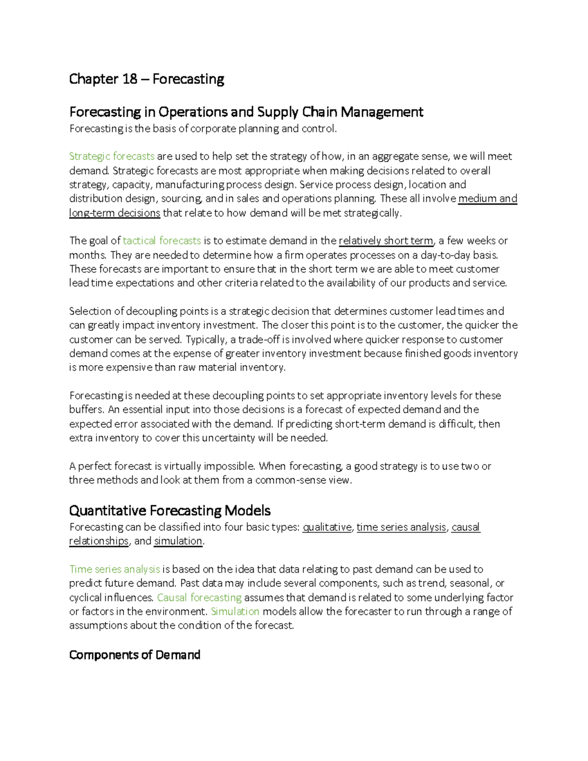 Midterm 3 Review - Summary Foundations of Operations Management ...