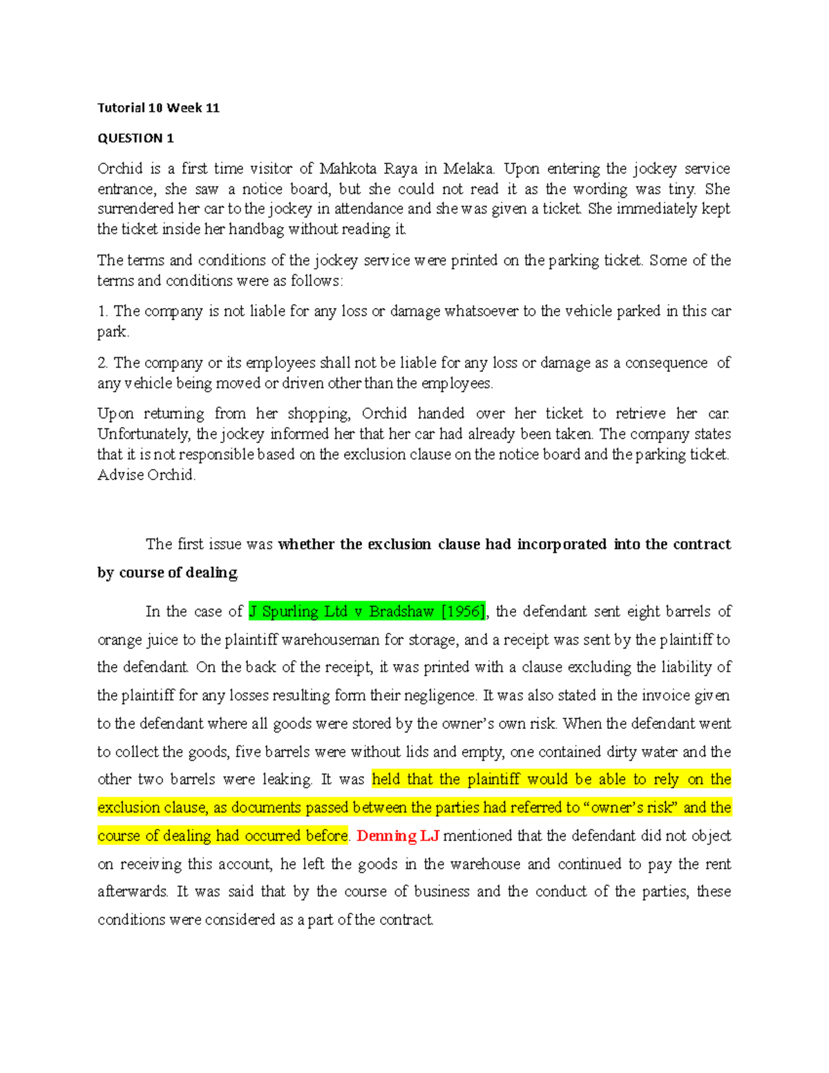 389870 Tutorial 10 Week 11 - Tutorial 10 Week 11 QUESTION 1 Orchid is a ...