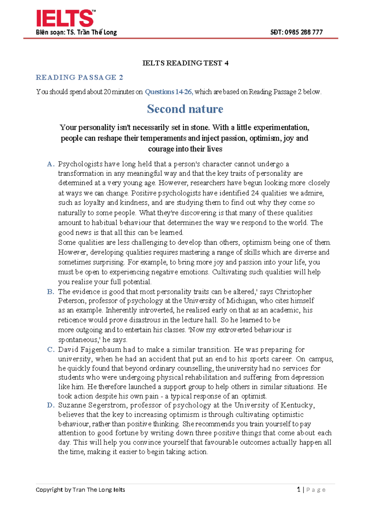 Ielts reading test 4 - Passage 2 - Online - IELTS READING TEST 4 ...