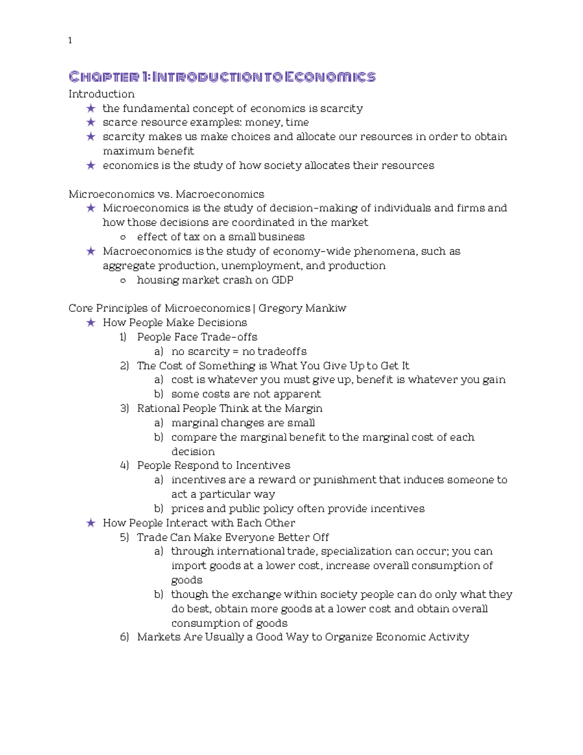 Microeconomics Study Guide - Chapter 1: Introduction to Economics ...