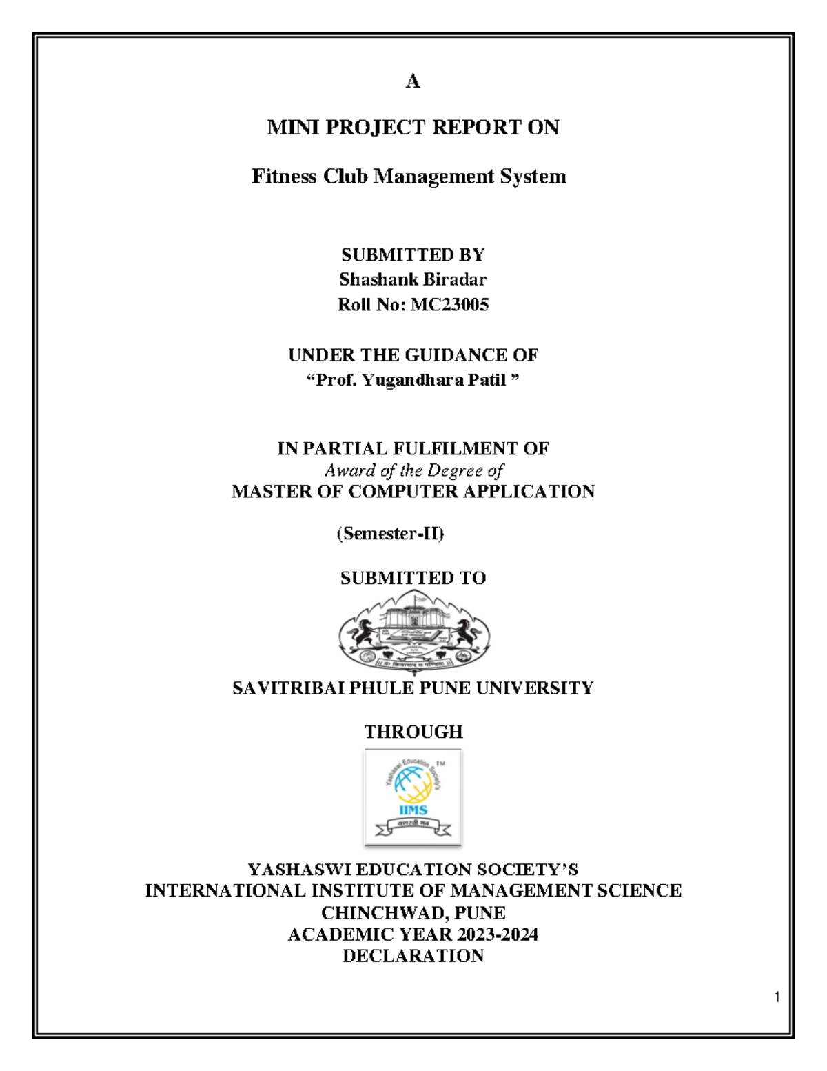 Fitness club documentation - A MINI PROJECT REPORT ON Fitness Club ...