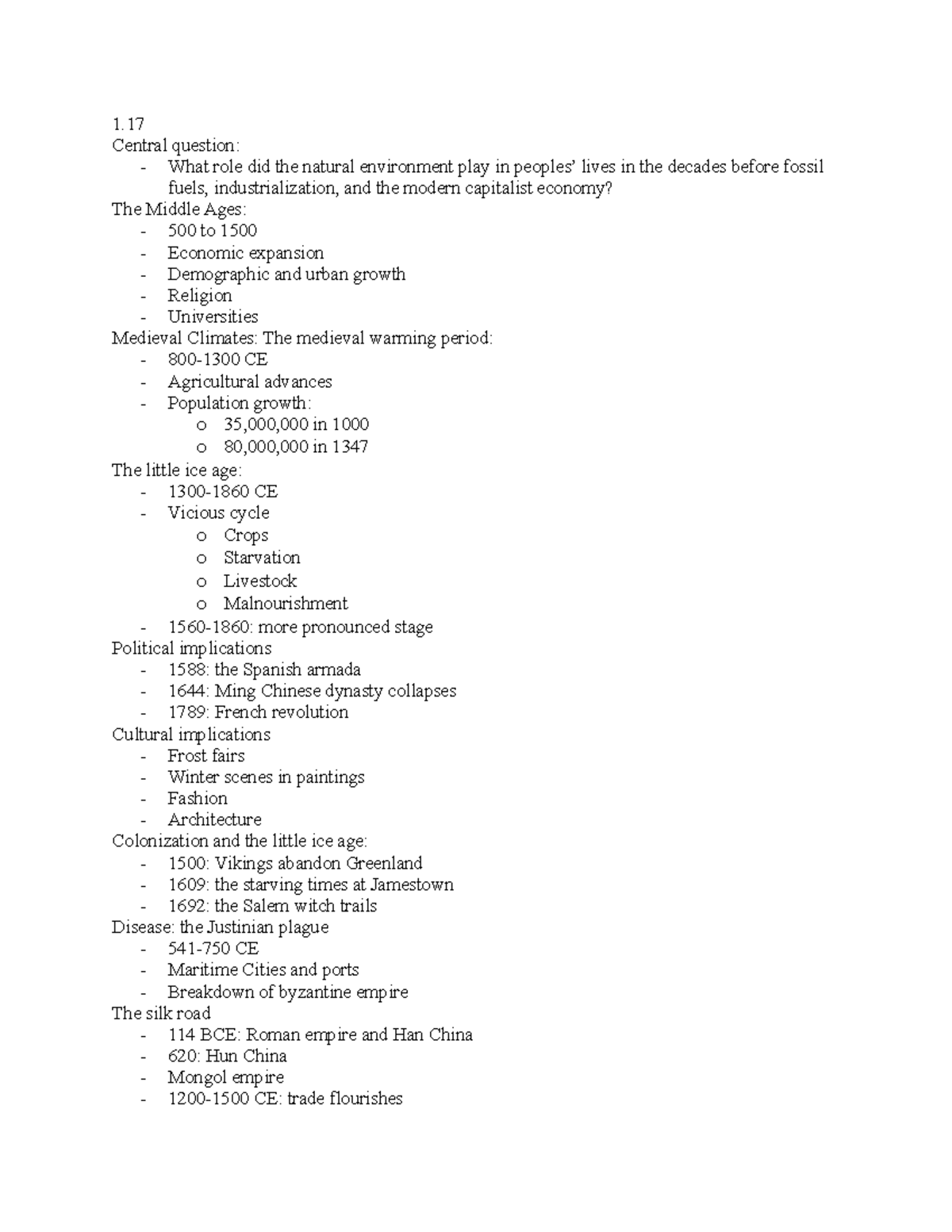 Nature in the Middle Ages - 1. Central question: - What role did the ...