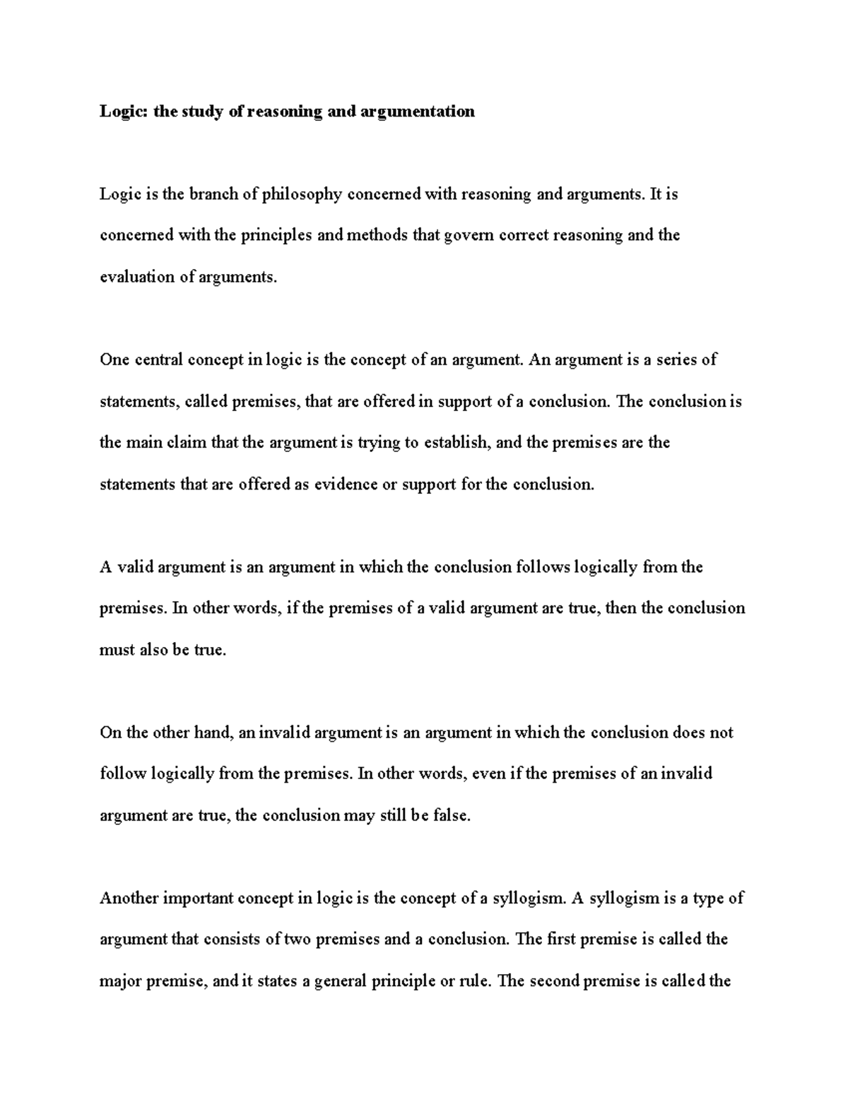 Phil 28-32 - Anthony Baldino - Intro to Philosophy - Logic: the study of reasoning and ...